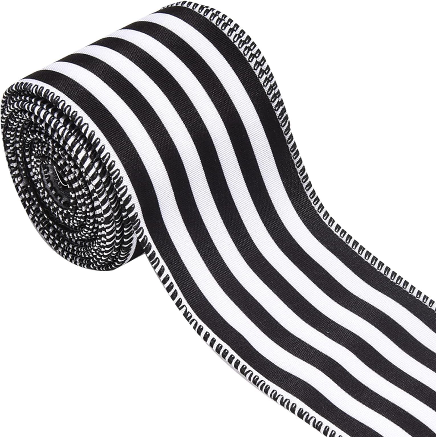 Amazon.com: Vertical Stripe Wired Edge Ribbon (1.5", Black White) - 10 ...