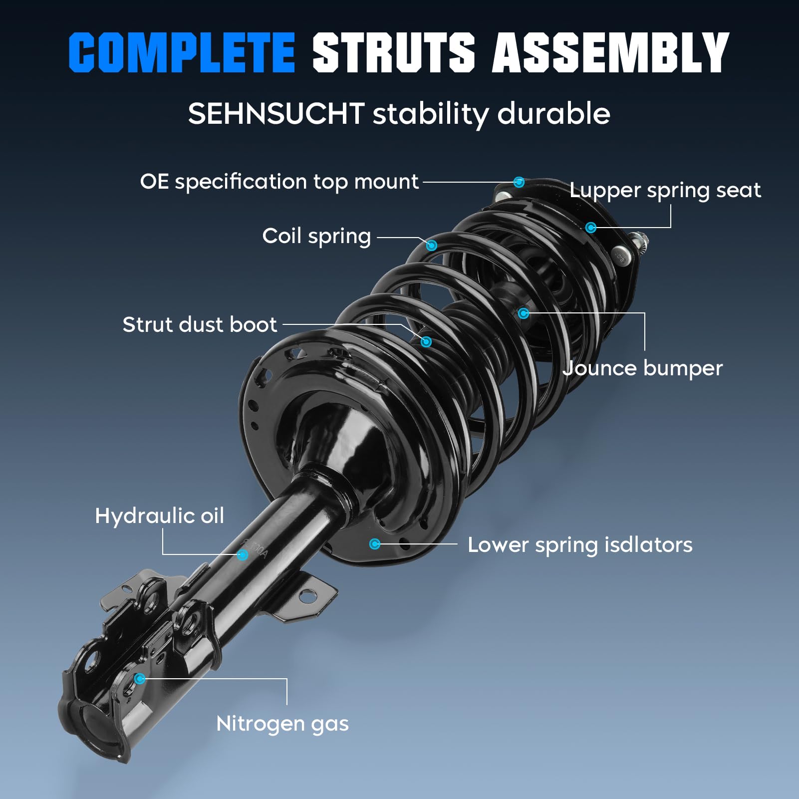 Front Complete Coil Spring Strut Shock Absorber Fit for Toyota Sienna ...