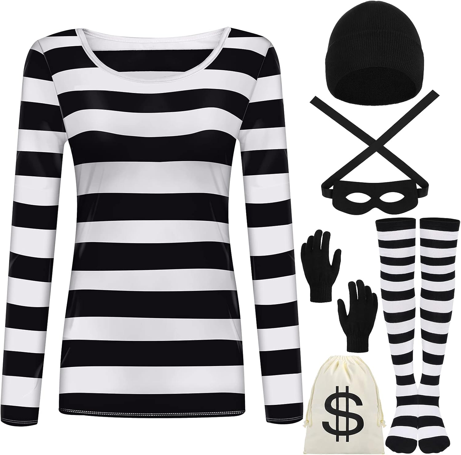 Amazon.com: URATOT Women's Robber Costume Set Cosplay Thief Accessories ...