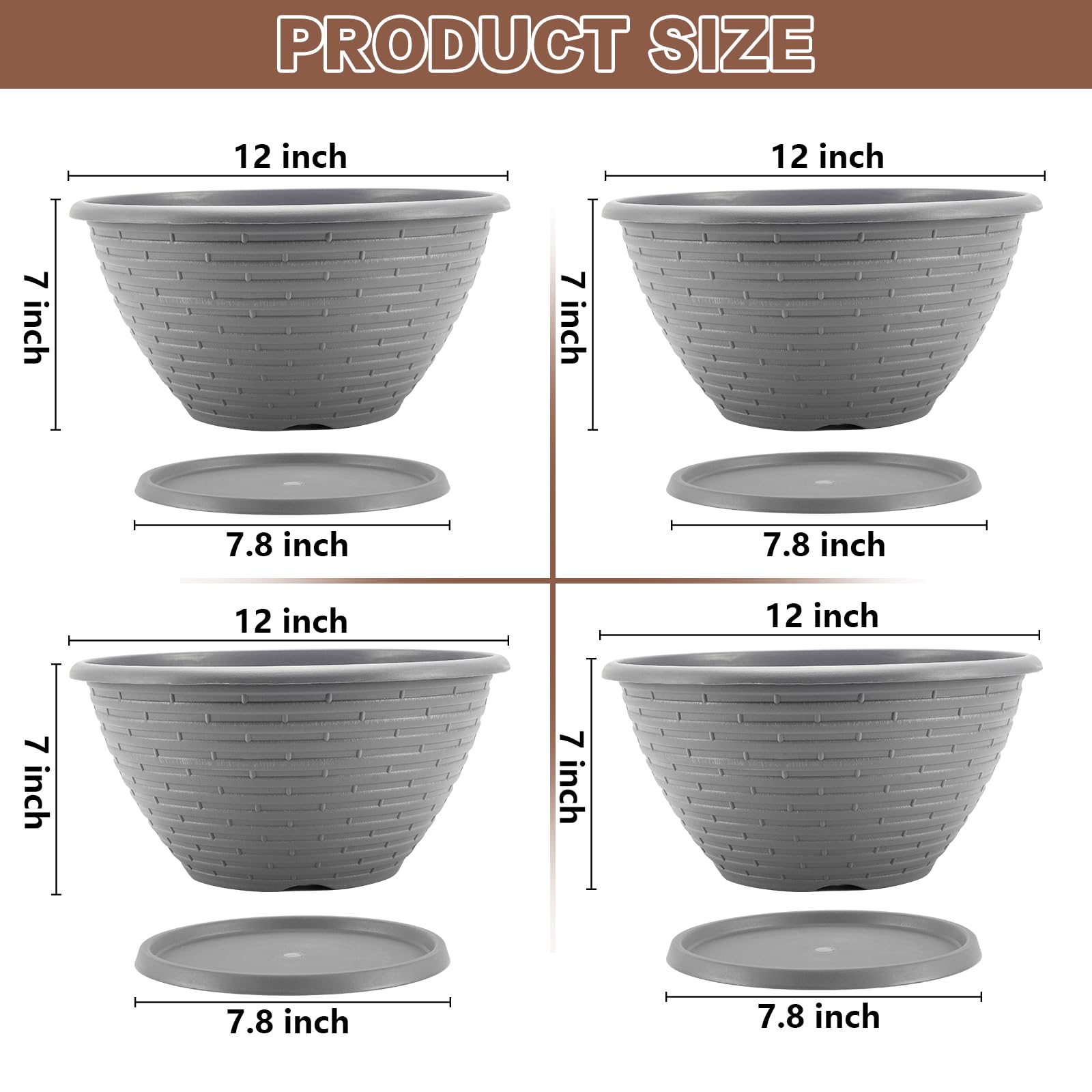 Snapklik.com : Quarut Large-Planter-Indoor-Outdoor Plant Pots, 12 Inch ...