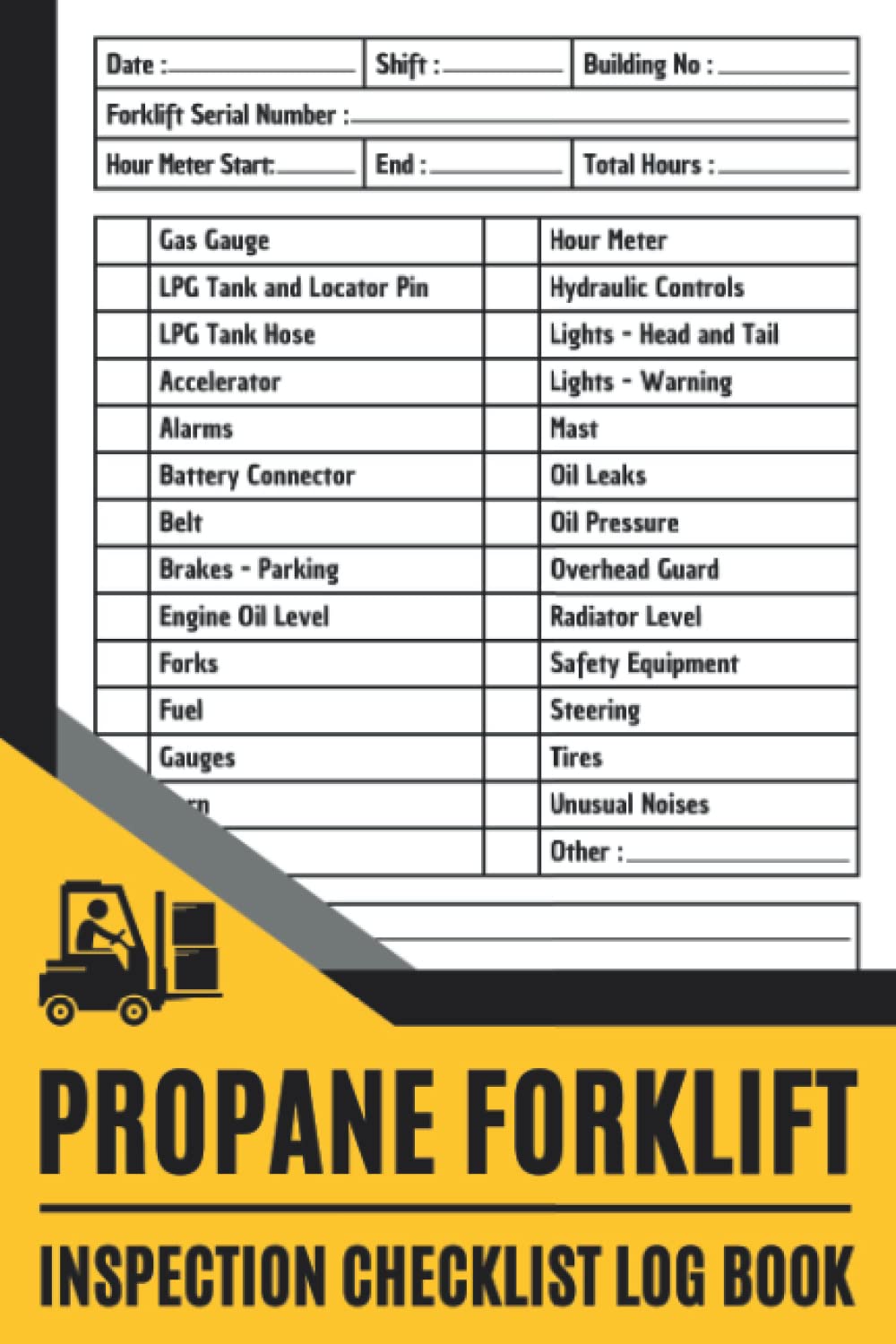 Propane Forklift Inspection Checklist Log Book Forklift Operator Daily ...