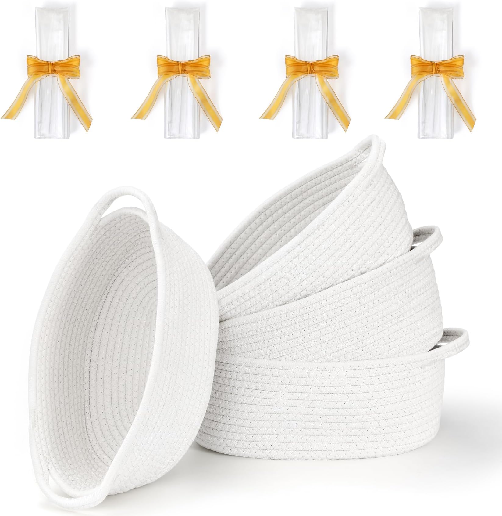 Amazon.com: 4 Pack Small Woven Basket with Handles, All 12"x 8"x 5 ...