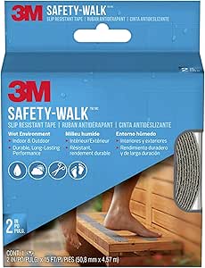 3M Safety-Walk Slip Resistant Tape, 2 in x 15 ft, Anti Slip Grey Tape, Ideal For Slippery & Wet ...