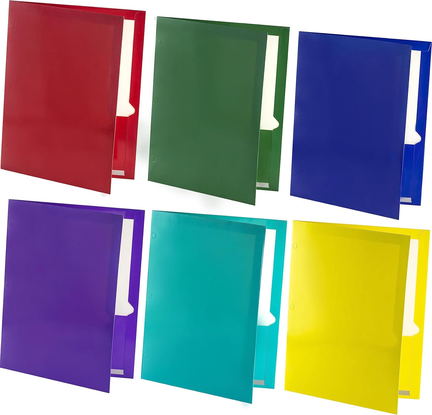 Amazon.com : Premium 2 Pocket Laminated Folders 6 Pack. Our 3 Hole, 12 ...