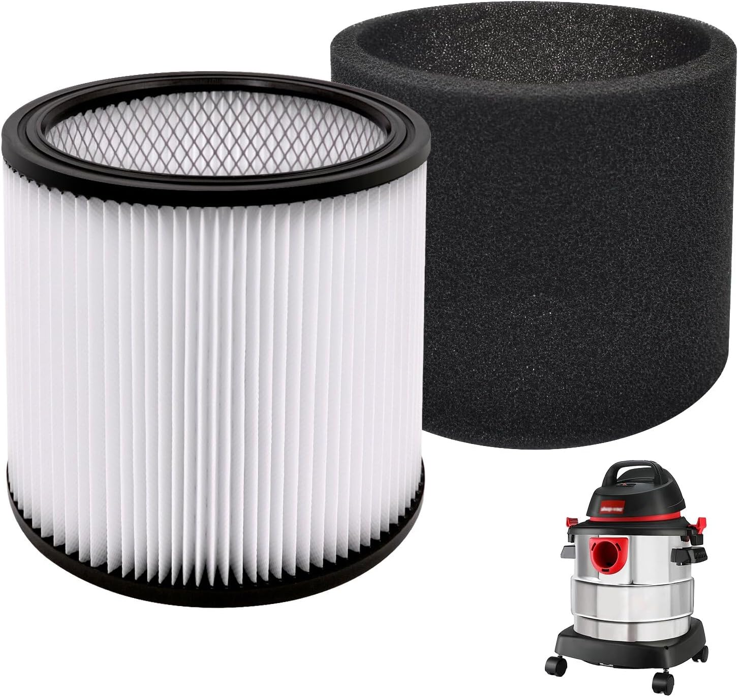 90304 Filter and 90585 Foam Sleeve for Shop-Vac 5 Gallon and Up Wet/Dry ...
