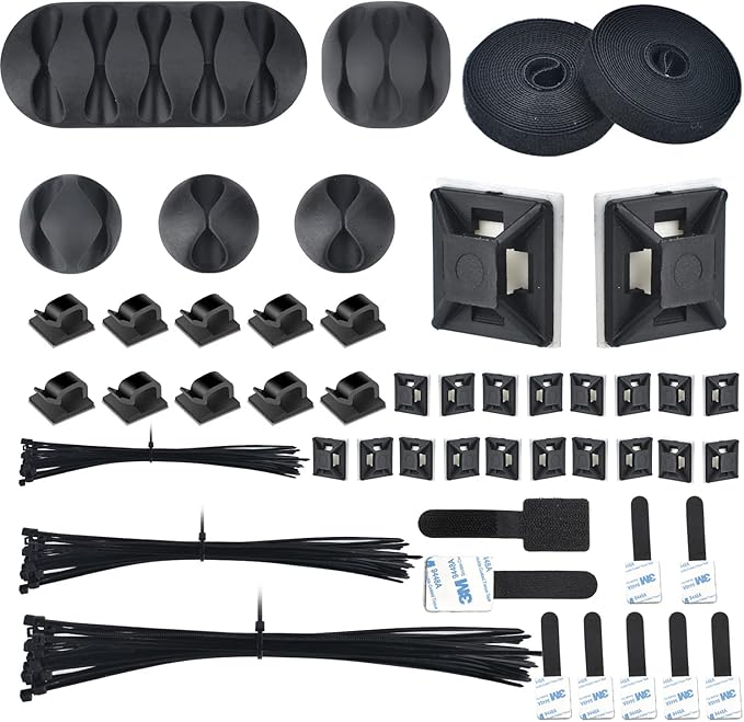 Amazon.com: AccEncyc 137 Pcs Cable Management Kit Cord Organizer Kit ...