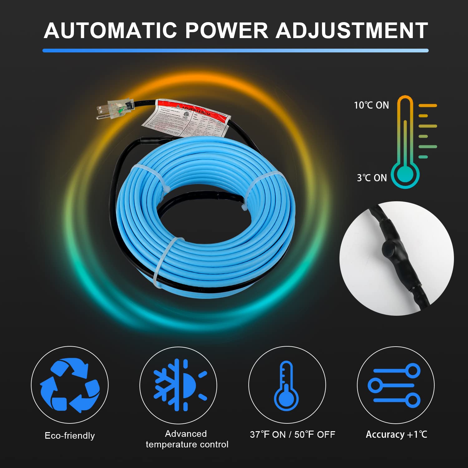 Snapklik.com : 5JHSF 120Ft Heat Trace Cable For Pipes, Self Regulating ...