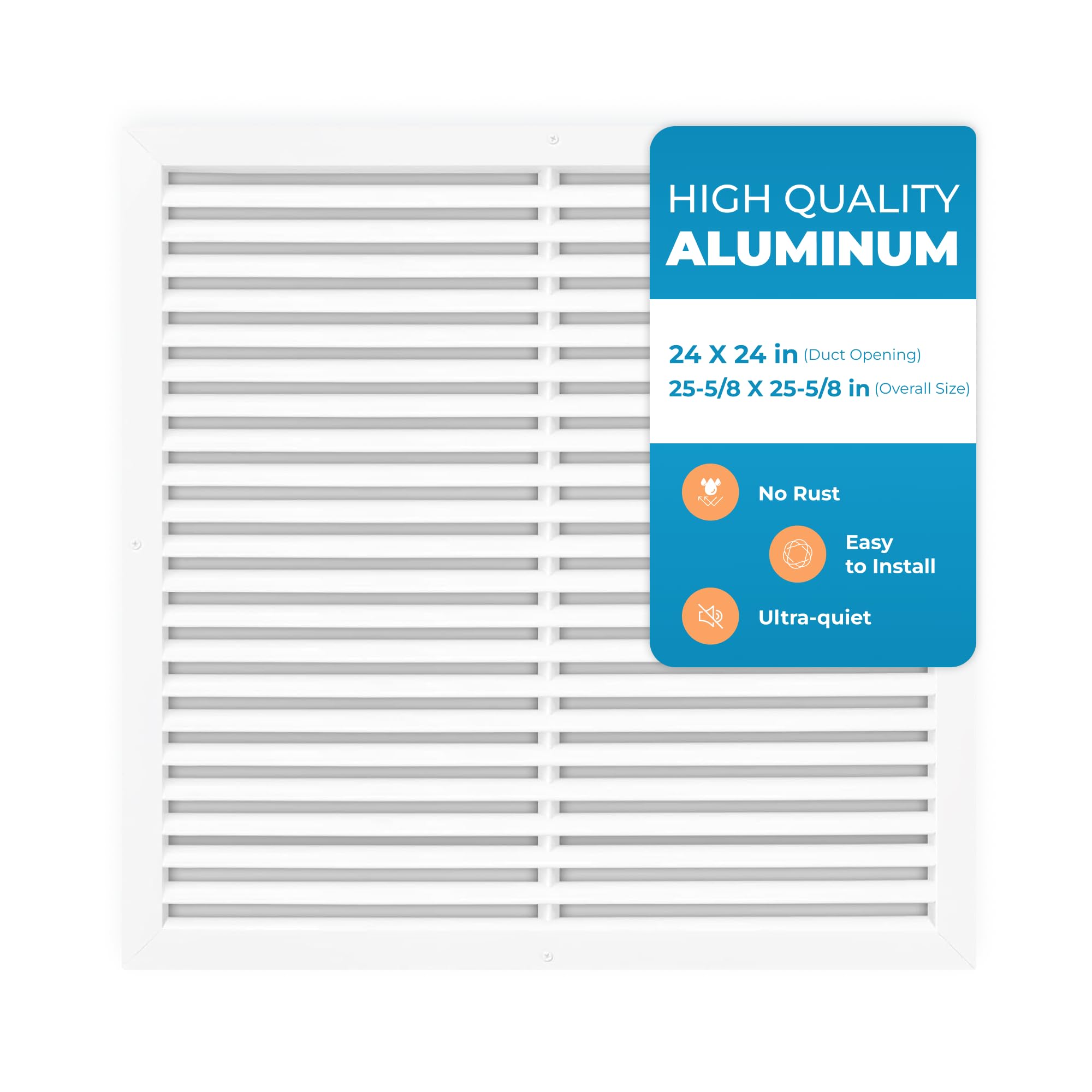Aluminum 24 x 24 Inch (Duct Opening) Cold Air Return Vent Cover ...