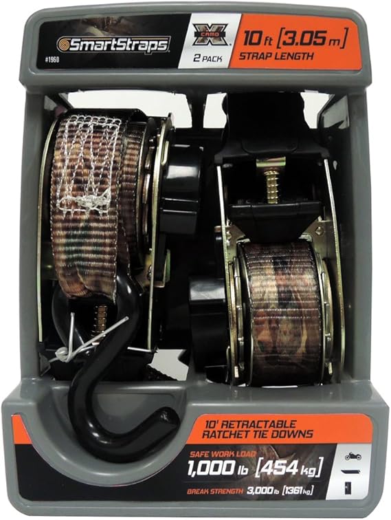Amazon.com: SMARTSTRAPS 10’ Retractable Ratchet Straps, 2 Pack — Heavy ...