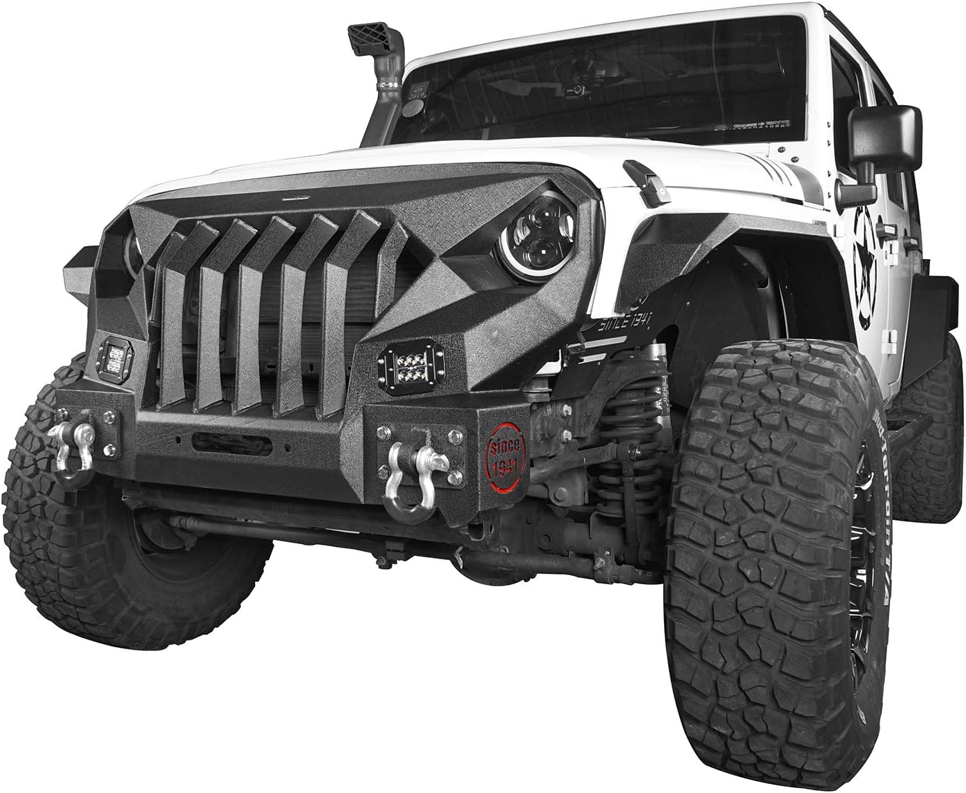 Buy Hooke Road Wrangler JK Mad Max Front Bumper Grill with 2X 18W LED ...
