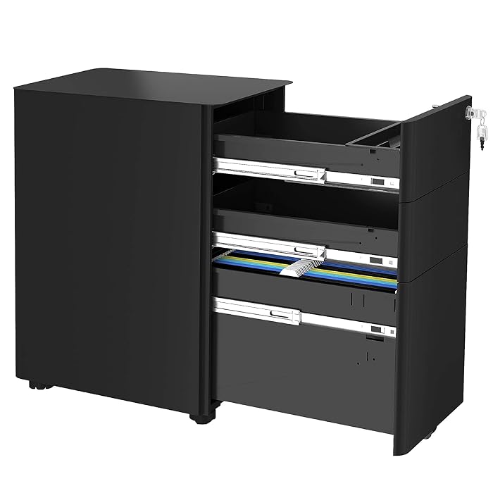 Buy YITAHOME 3-Drawer Metal Filing Cabinet Office Drawers with Keys ...