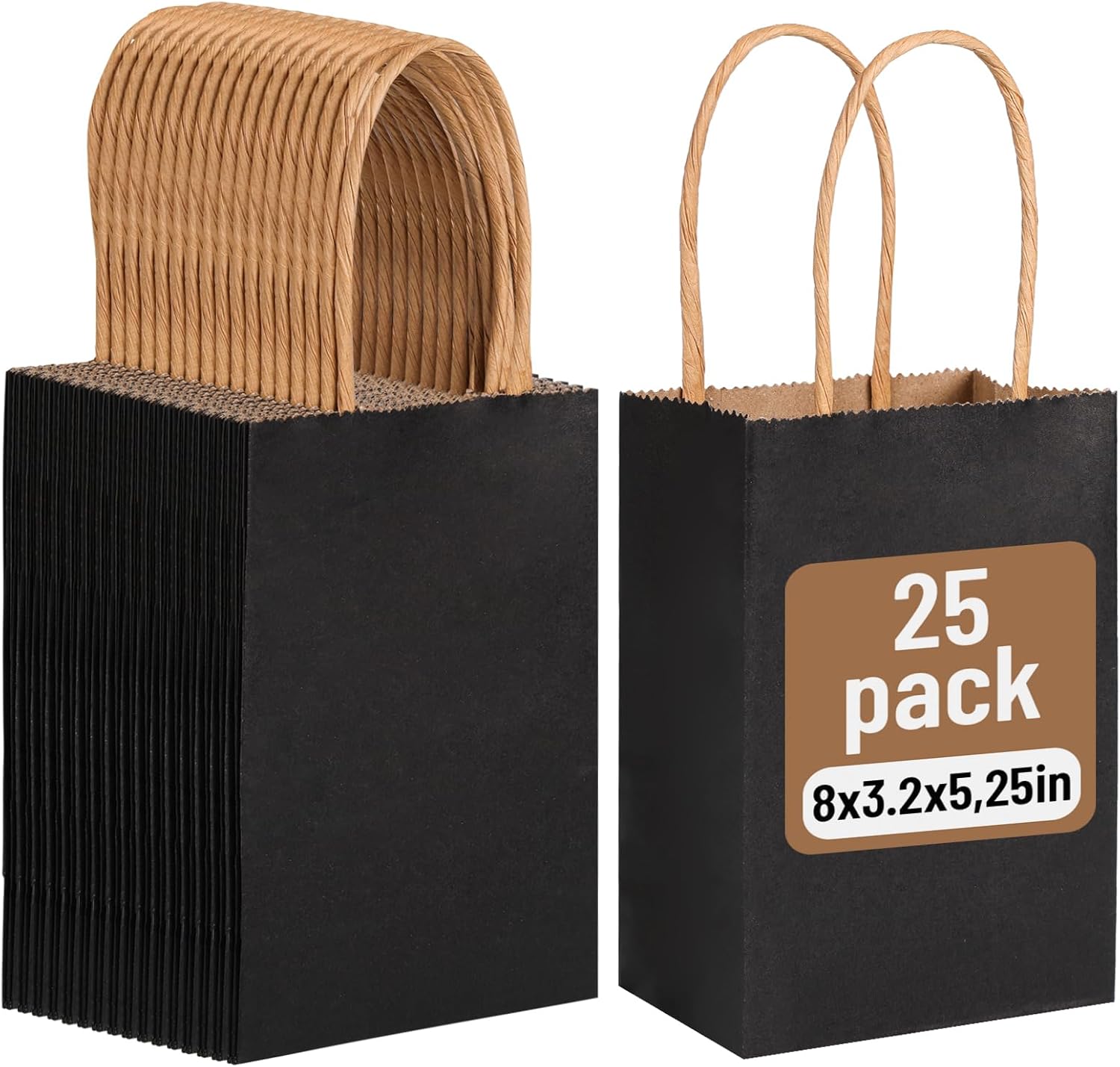 Amazon.com: Moretoes 25pcs Gift Bags, 5.25x3.2x8 Inches Black Kraft ...