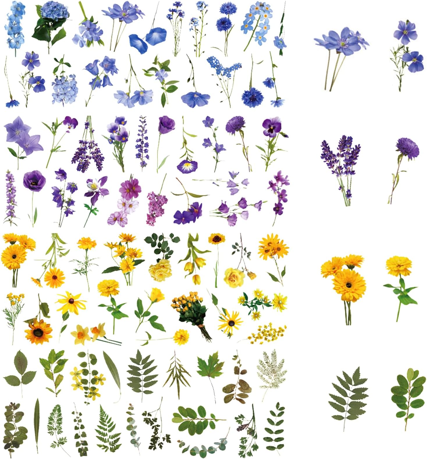 Stickers Fleurs Set,Autocollants de Fleurs Transparents,5 Pièces ...