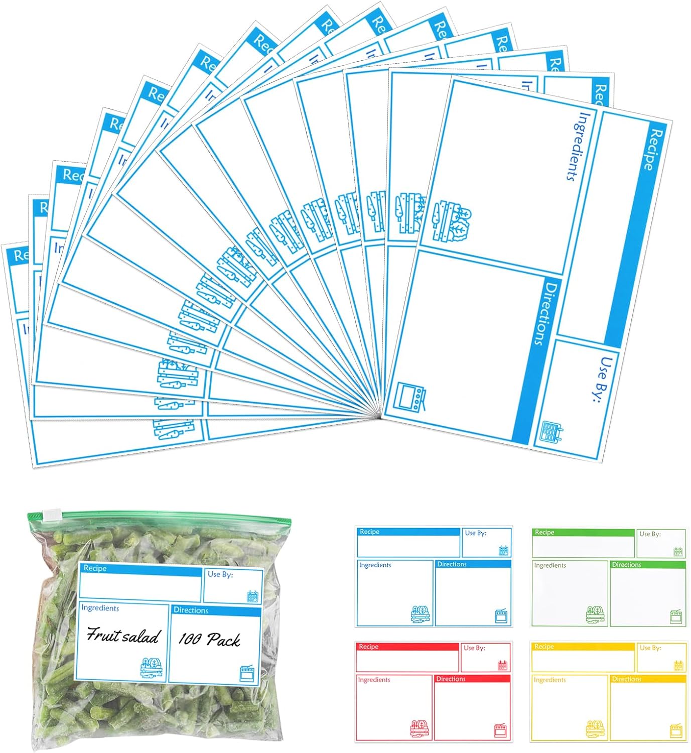 Amazon.com : 100pcs Labels for Freezer Bags Freezer Meal Labels with ...