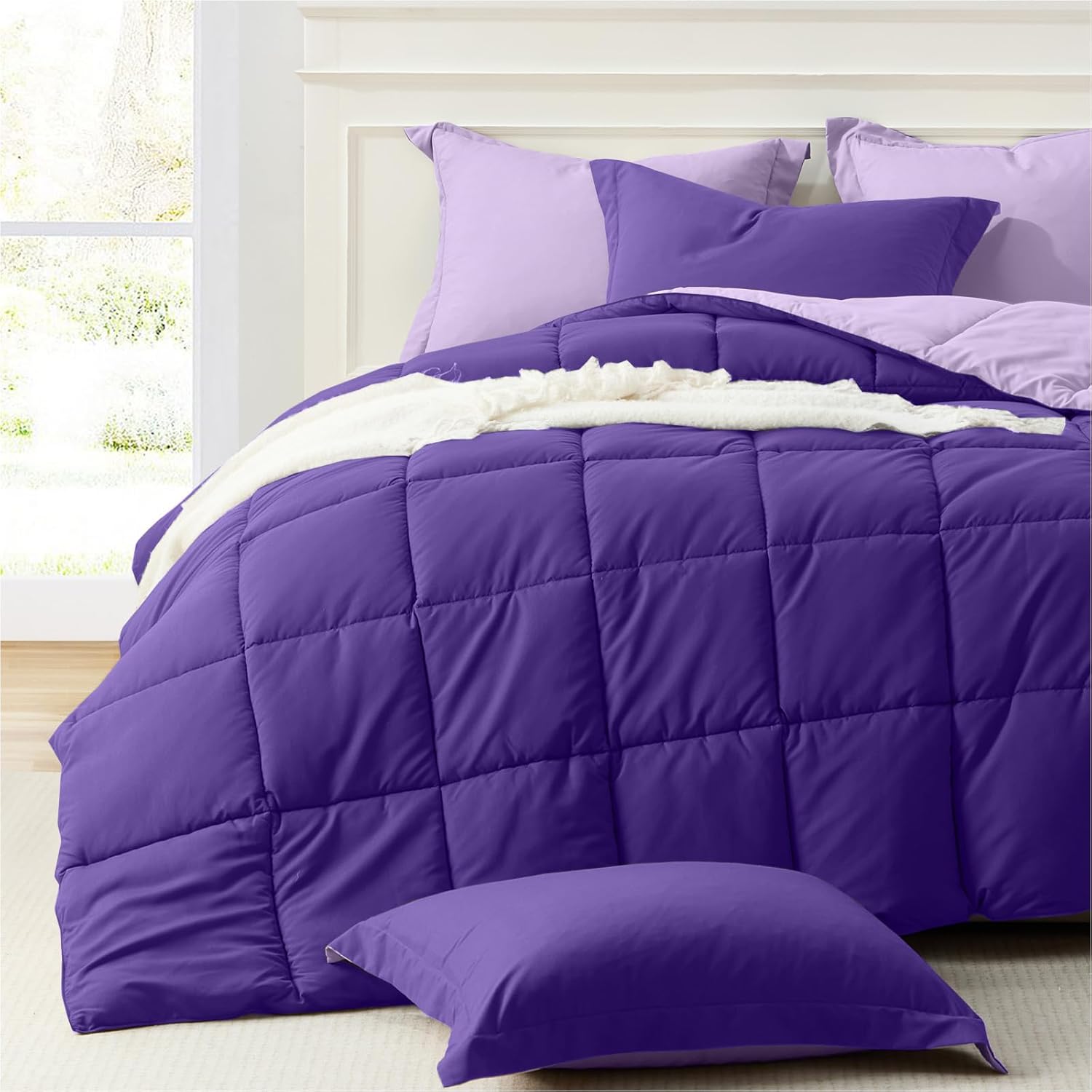 Amazon.com: Homelike Moment Queen Comforter Set Purple, Comforters ...