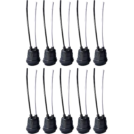 Longdex 12pcs Lamp Base Waterproof Black Pigtail Lamp Holder Socket ...