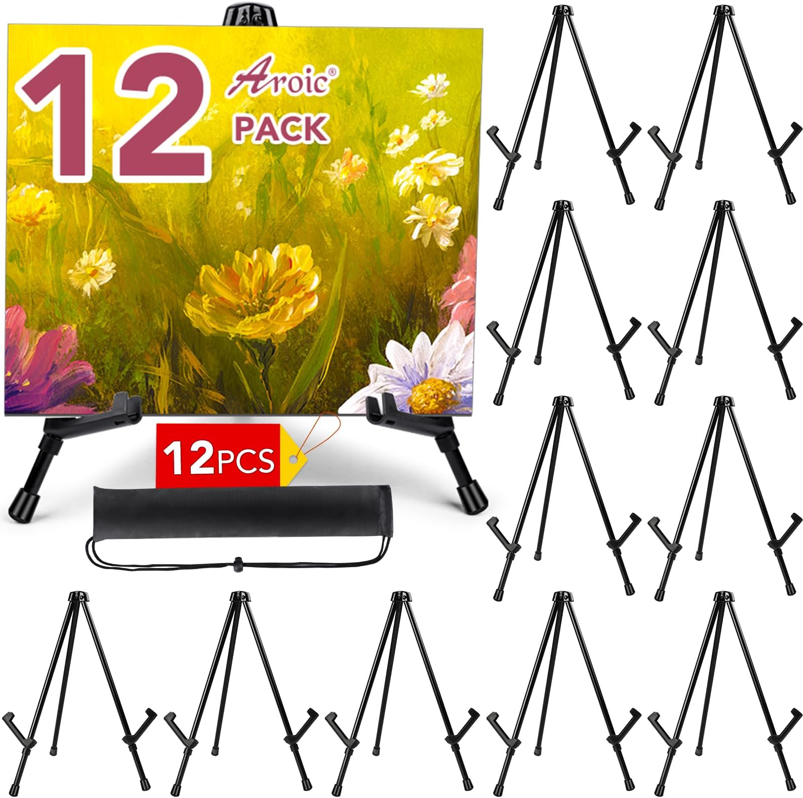 Amazon.com: AROIC 12 pack 14'' Tabletop Easels, Black Steel Table Top ...