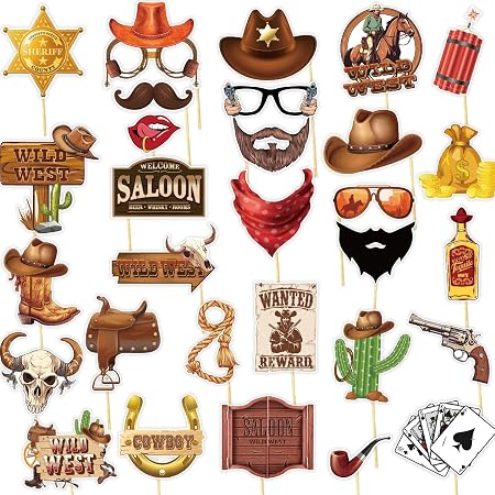 Amazon.com: Western Cowboy Photo Booth Props, Tumwisk 30PCS Western ...