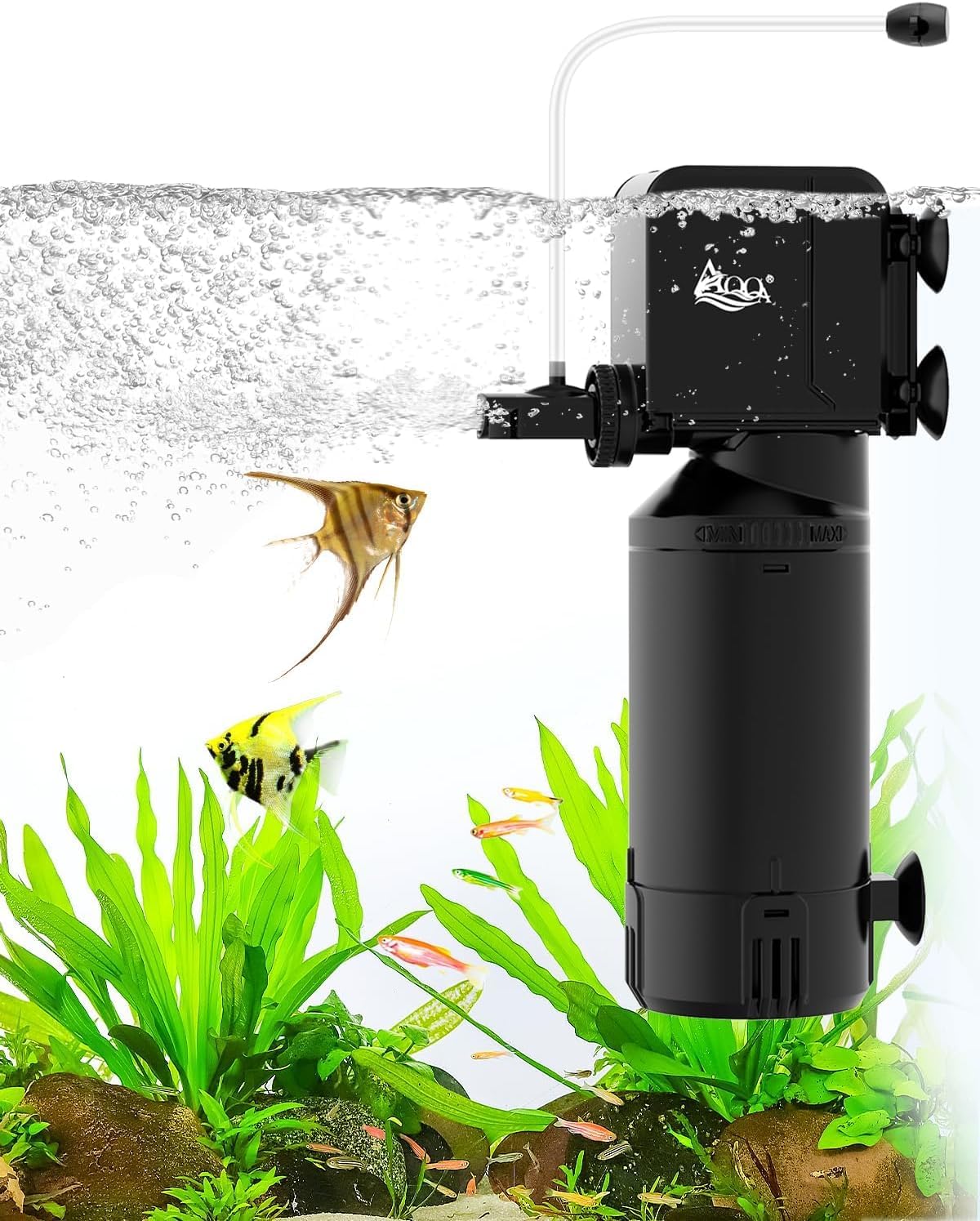 AQQA Fish Tank Filter, 1000L/h Strong Flow Aquarium Filter, Ultra Quiet ...