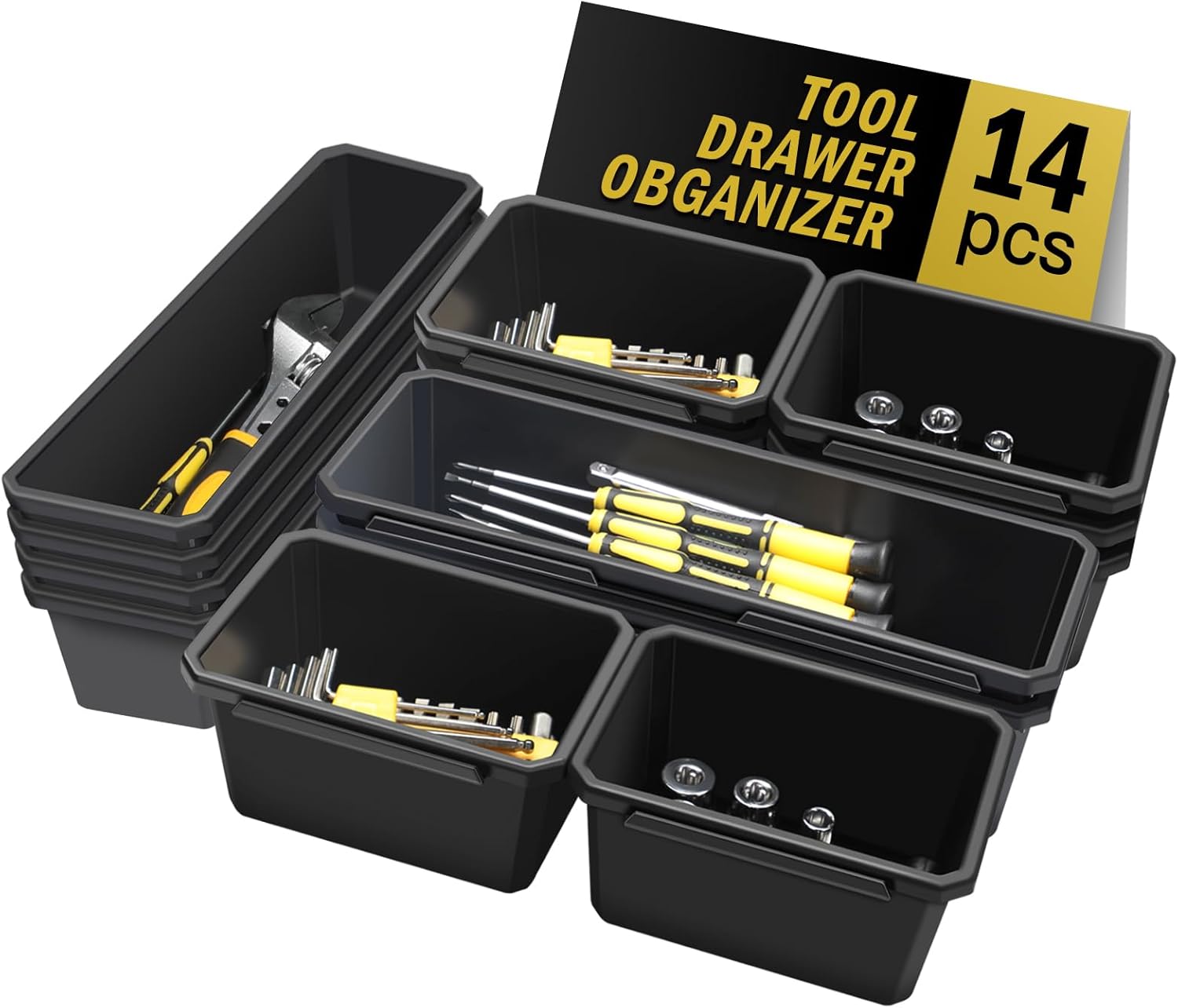 LARBANKE Tool Storage Organizer, 14-Piece Set with Interlocking Boxes ...