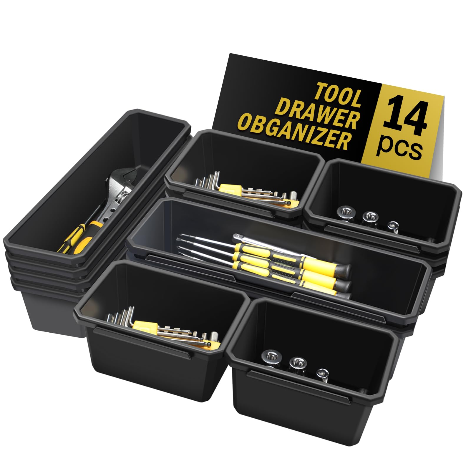 LARBANKE Tool Storage Organizer, 14-Piece Set with Interlocking Boxes ...