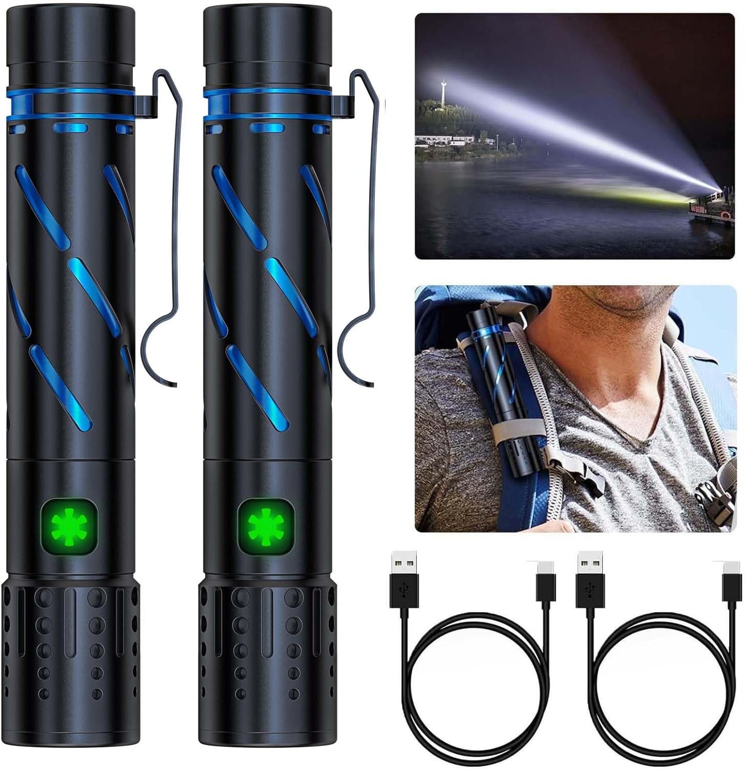 Small Rechargeable Flashlight 20000 High Lumens - 1500 Meters Long Beam ...