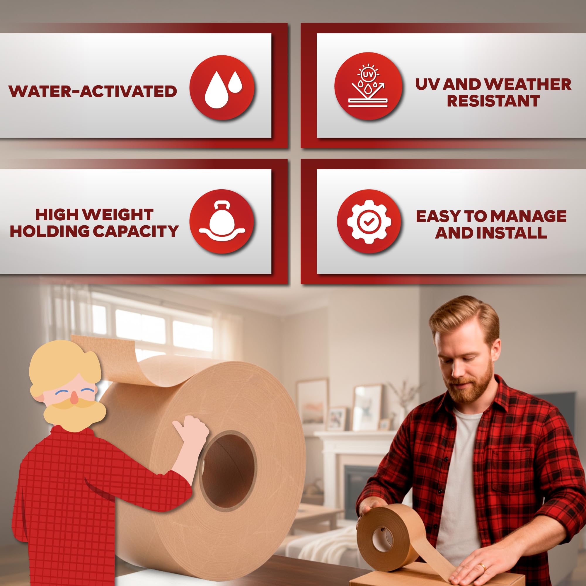 Snapklik.com : XFasten Brown Paper Packing Tape - 2.75-Inch X 375-Feet