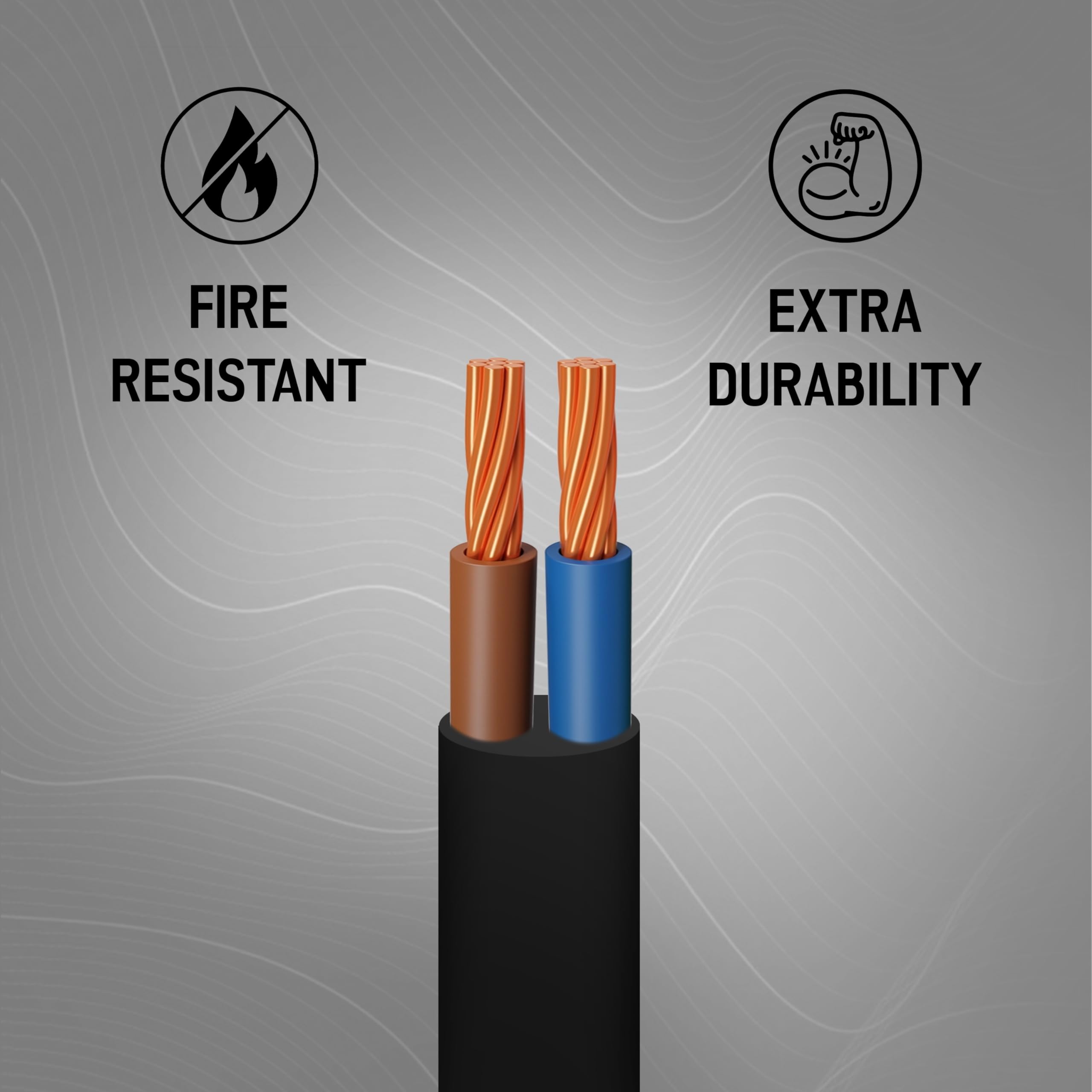 Primes DIY 2 Core Round Black Flex Flexible Cable, stranded electrical ...