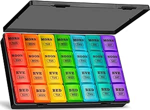 Pill Boxes 7 Day 4 Times a Day, Weekly Tablet Organiser Large Daily ...