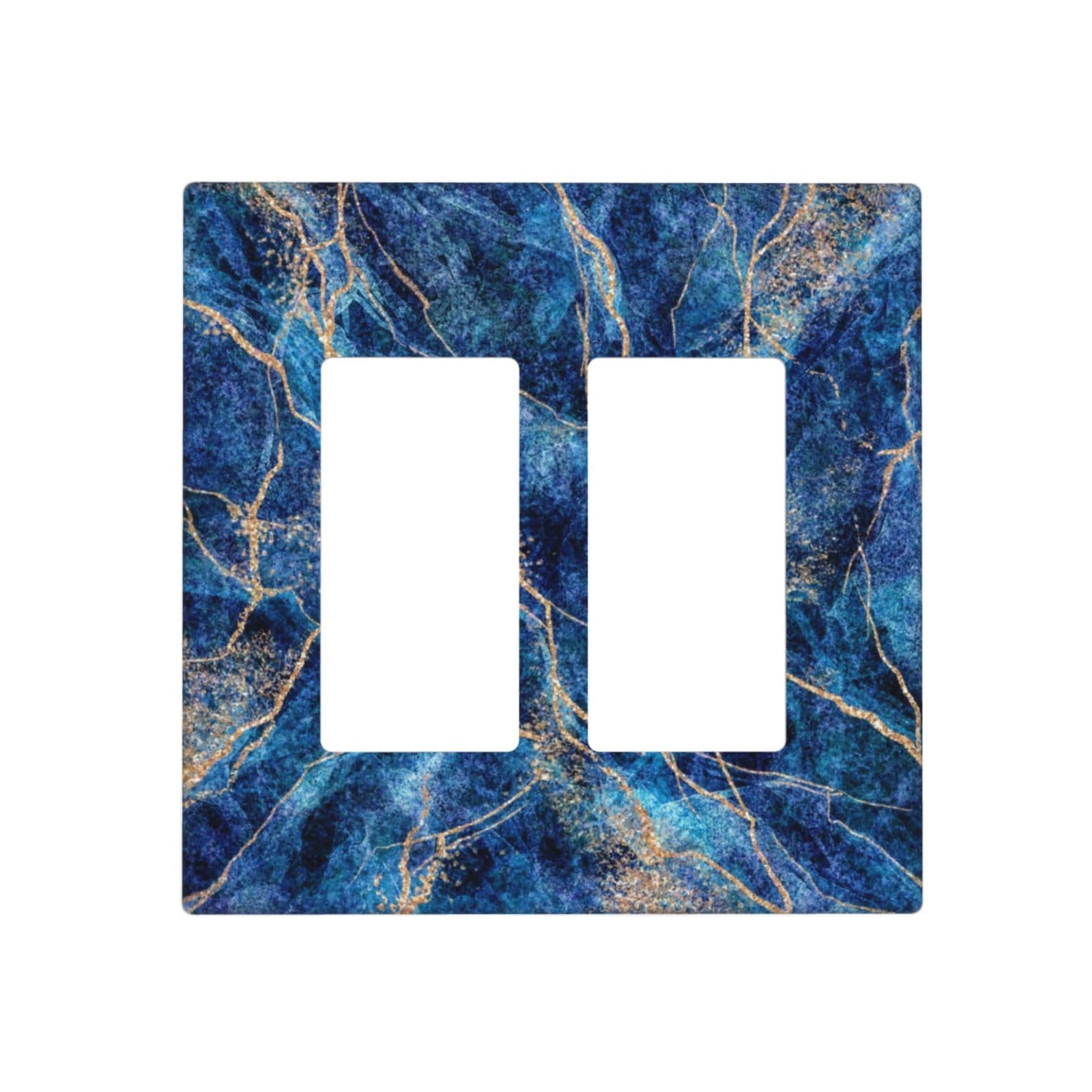 Navy Blue Marble 2 Gang Double Rocker/Decora Light Switch Cover ...