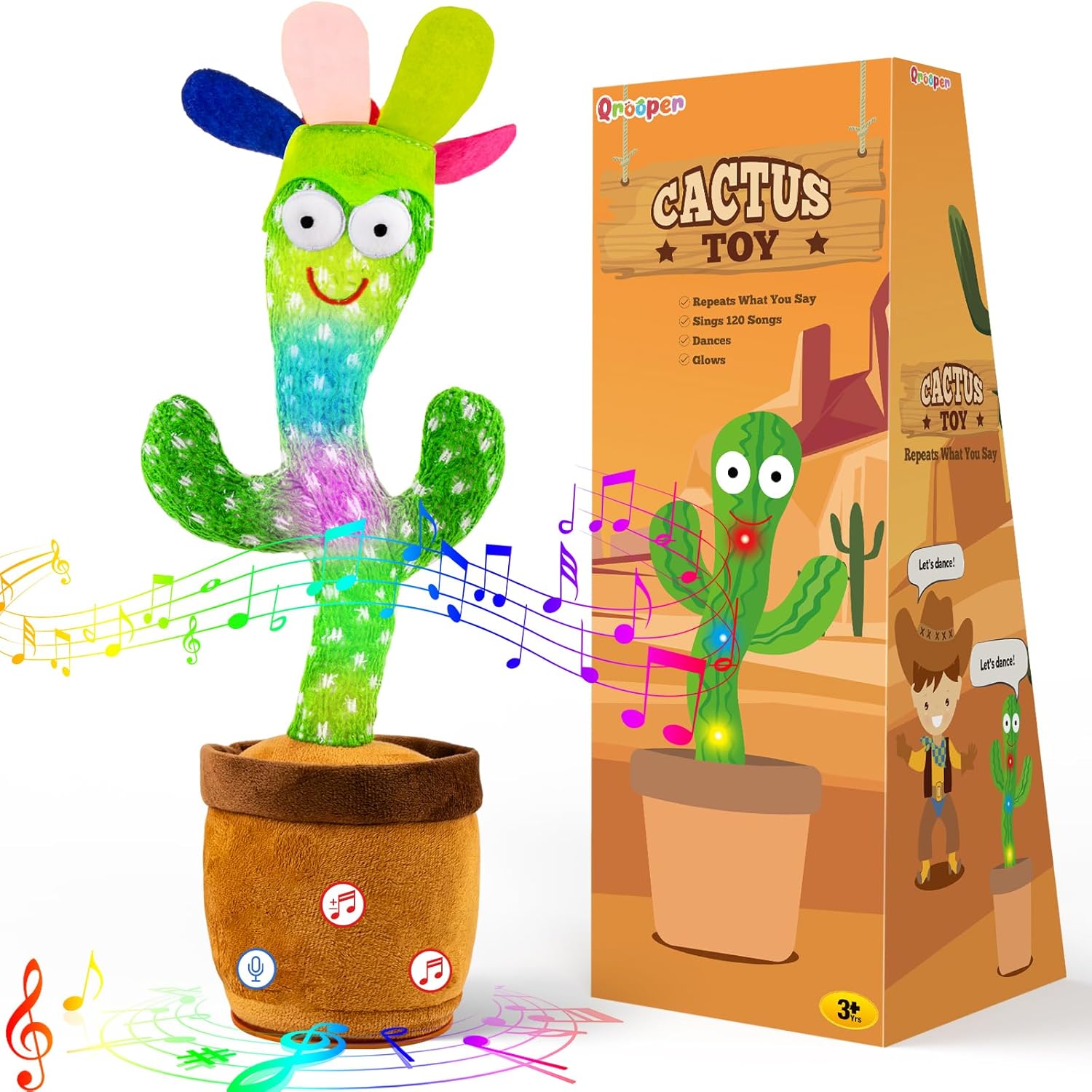 Qrooper Dancing Talking Cactus Toy, Singing, Repeating Cactus, Dancing ...