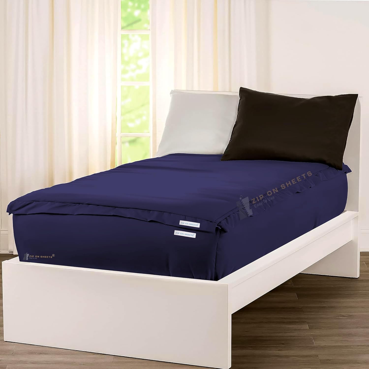 Amazon.com: Zip On Sheets™ Full Size Zipper Fitted Sheets - Includes 2 ...