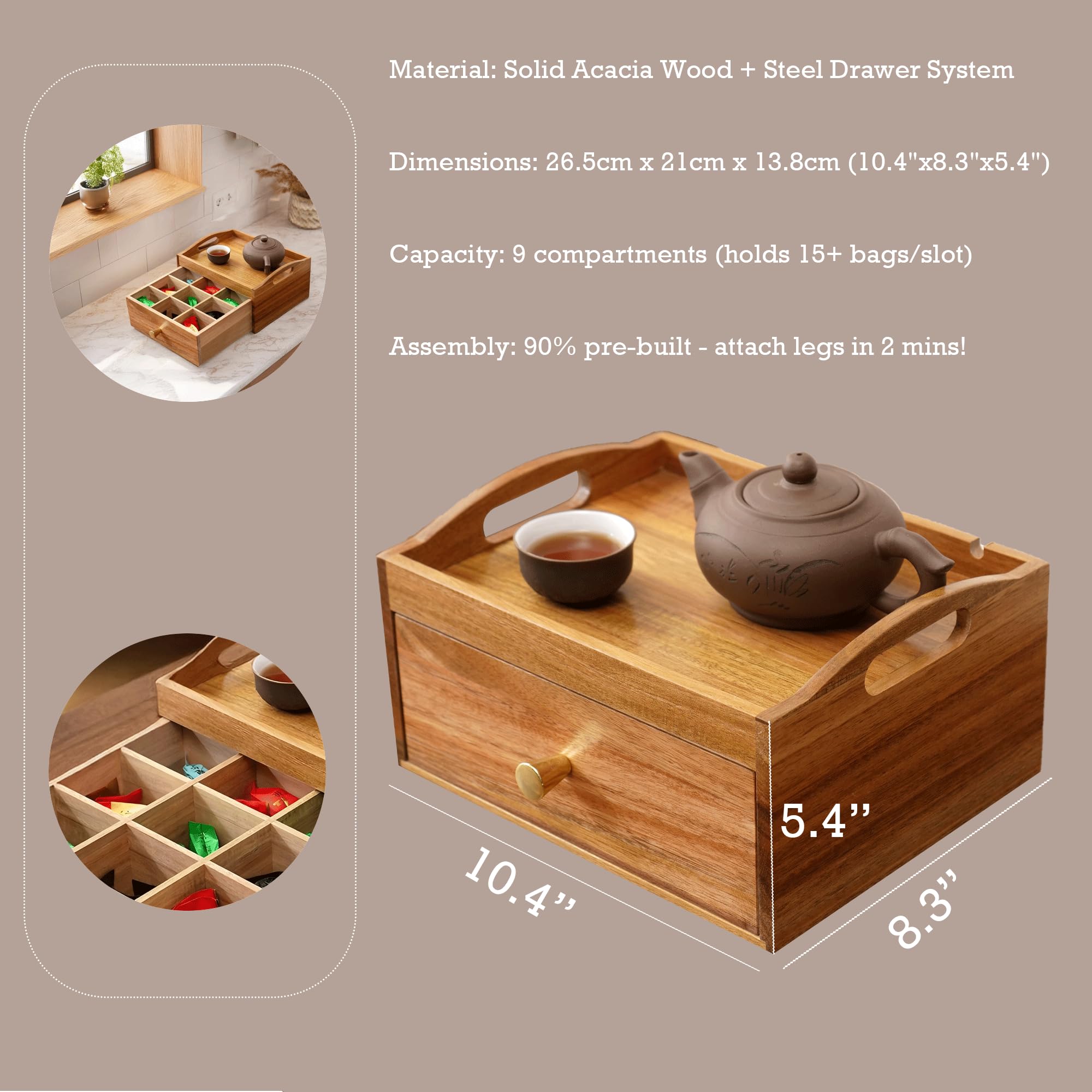 Snapklik.com : Tea Bag Holder Organizer, Tea Storage Organizer, Acacia ...