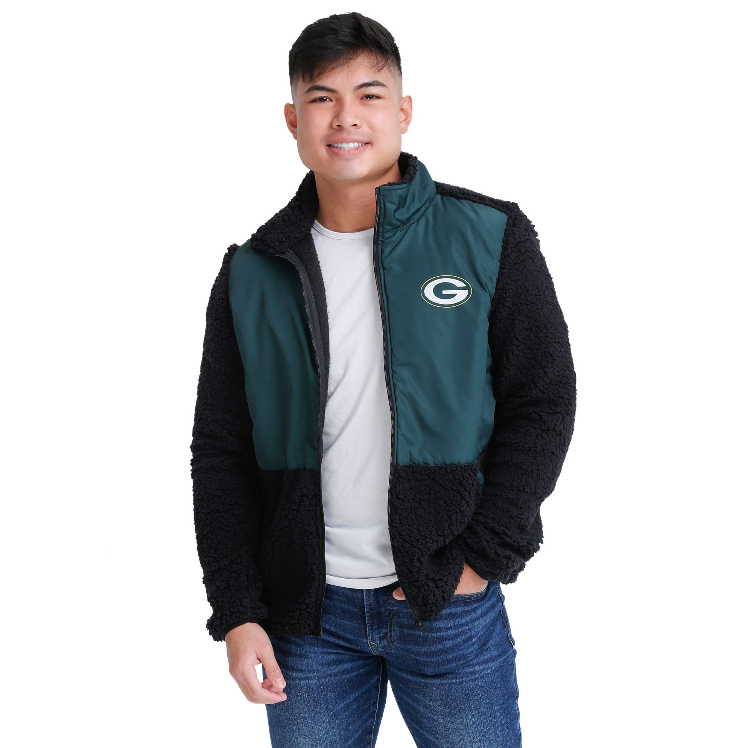 Amazon.com : FOCO Men's NFL Team Logo Sherpa Soft Zip Up Jacket ...