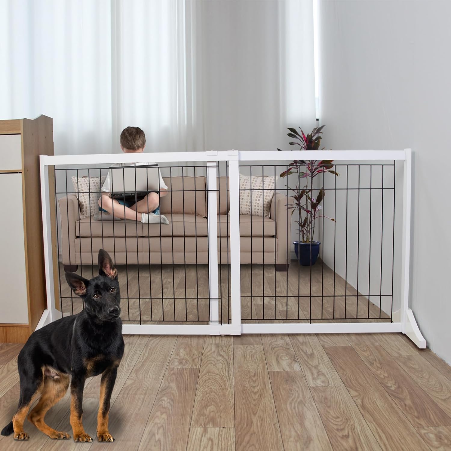 Amazon.com: Free Standing Indoor Dog Gate for The House Expandable ...