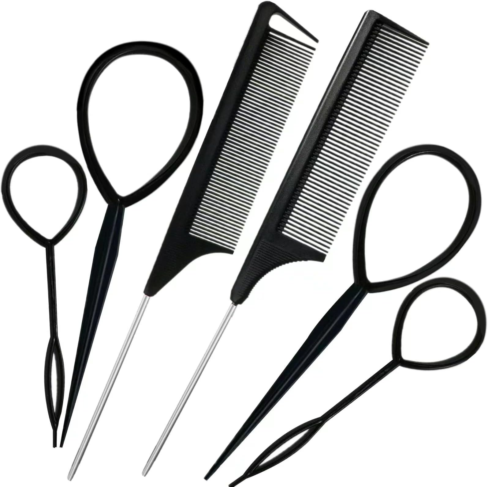 Amazon.com : Topsy Hair Tail Tool&Rat Tail Comb.6Pcs Hair Loop Styling ...