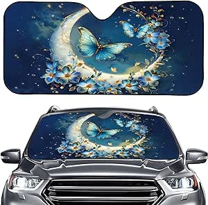 Amazon.com: WUYOJUXA Butterfly Sunshade for Car Windshield Cute Auto ...