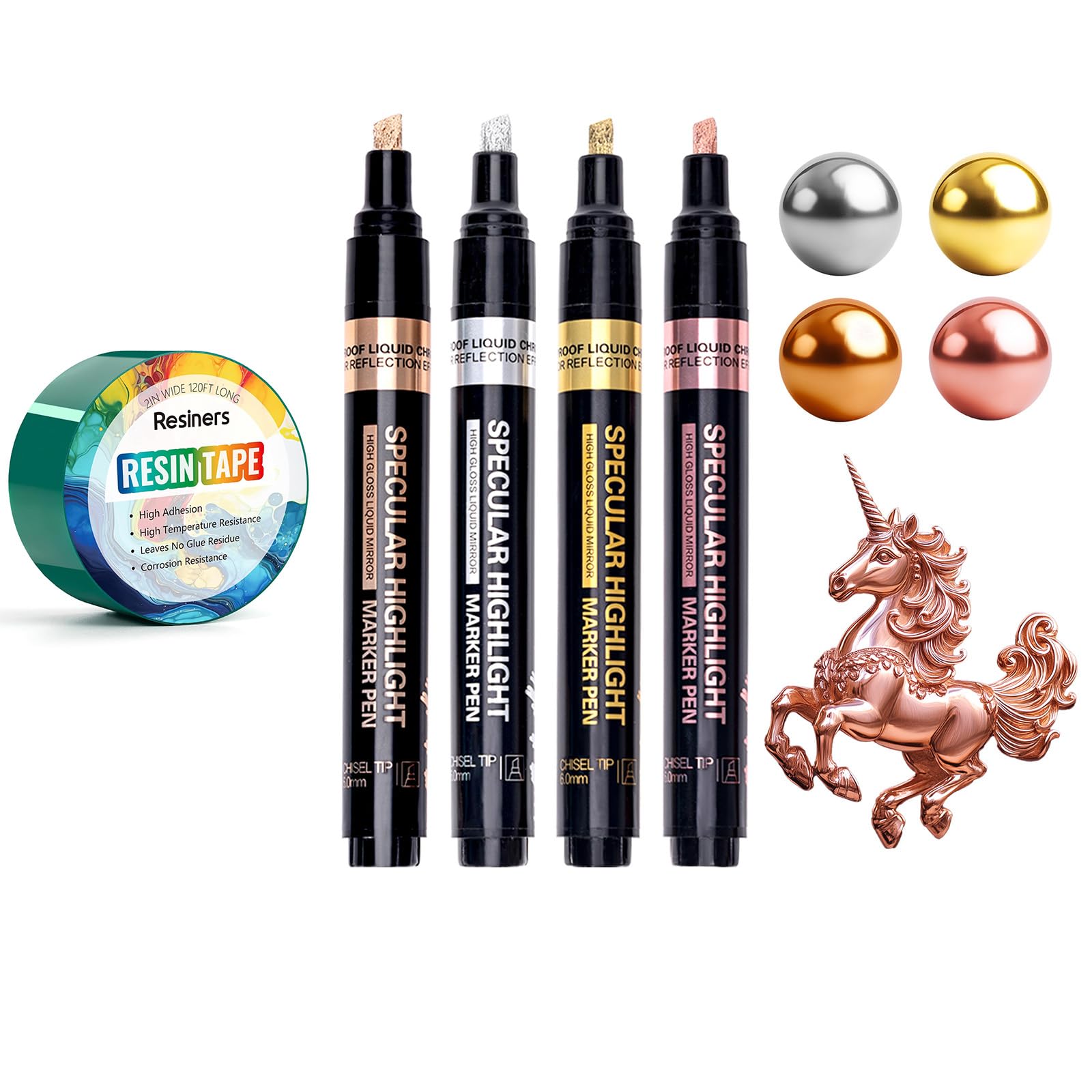 Amazon.com: Resiners Liquid Mirror Chrome Metallic Markers & Resin Tape ...