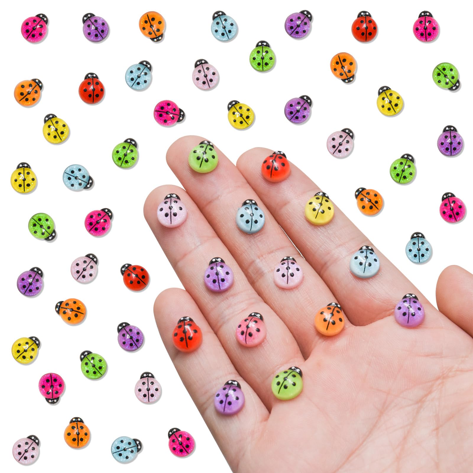 Amazon.com: 100 Pieces Colorful Mini Ladybug Decor for Crafts Dollhouse ...