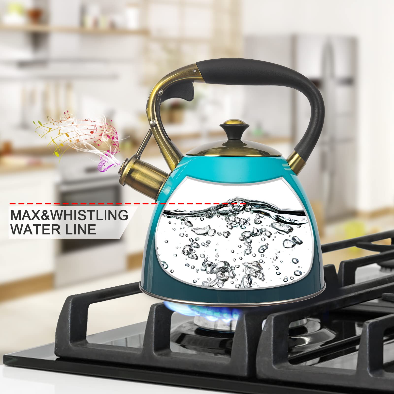 Snapklik.com : Tea Kettle -2.9 Quart Tea Kettles Stovetop Whistling ...