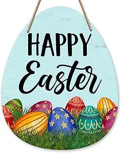 Amazon.com: Easter Door Sign Decor Easter Welcome Sign Happy Easter ...