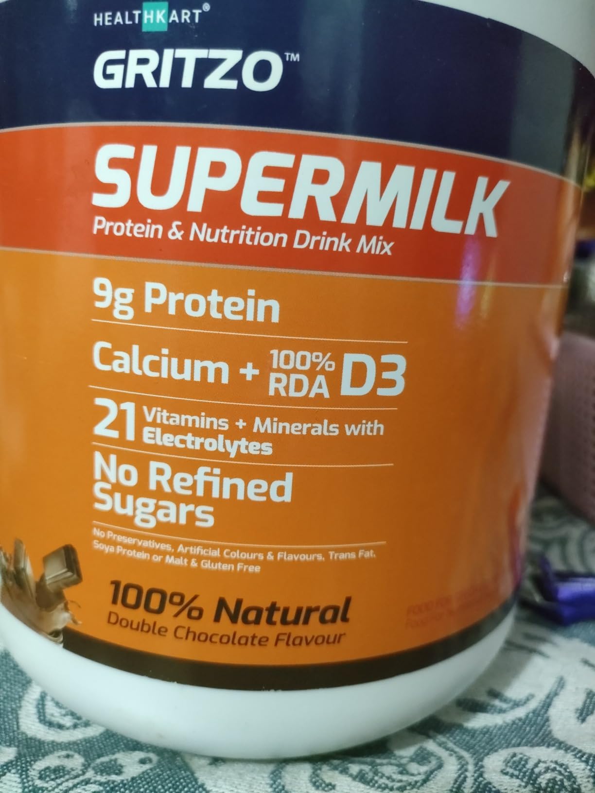 Gritzo SuperMilk Overall Growth (7-12y Boys), 9g Protein Powder (Double ...