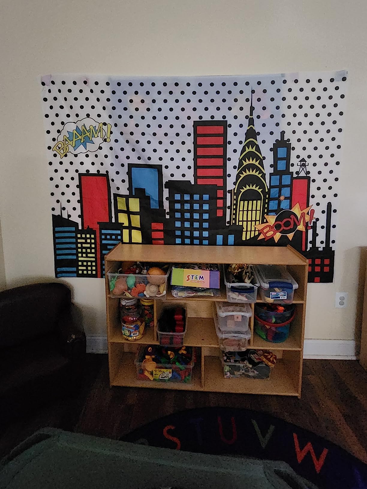 Amazon.com: TADERGYUE 7X5FT Baaam Boom Superhero Skyline Building City ...