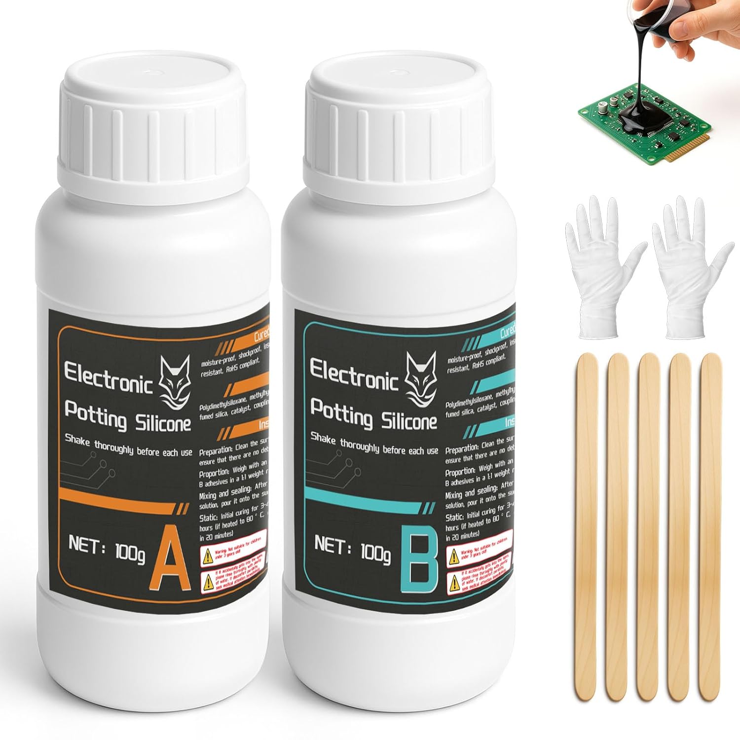 200g Potting Compound for Electronics,Black Insulating Silicone Sealant ...