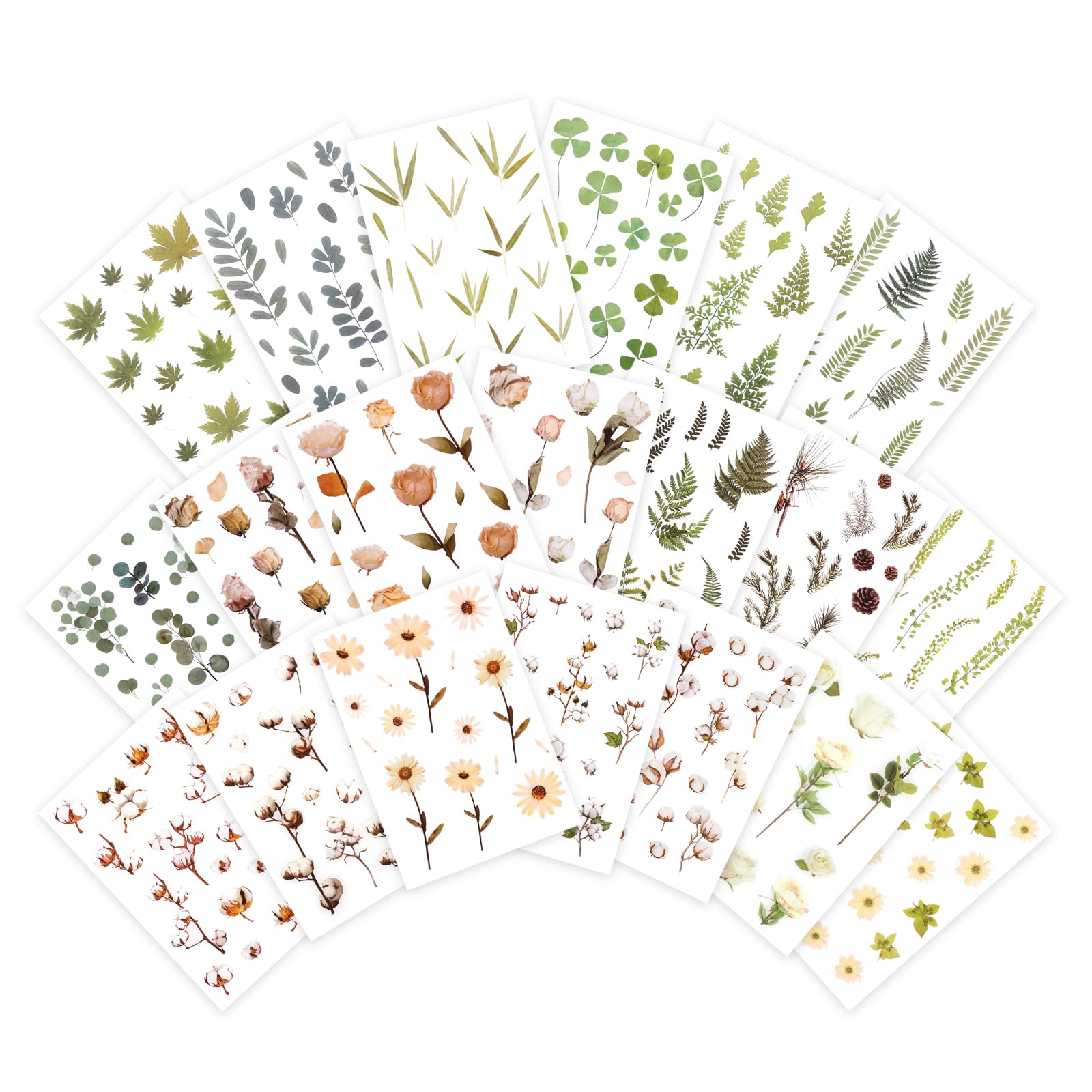 Amazon.com: NOGAMOGA 400PCS Flower Leaf Sticker 20 Sheets, Retro Nature ...