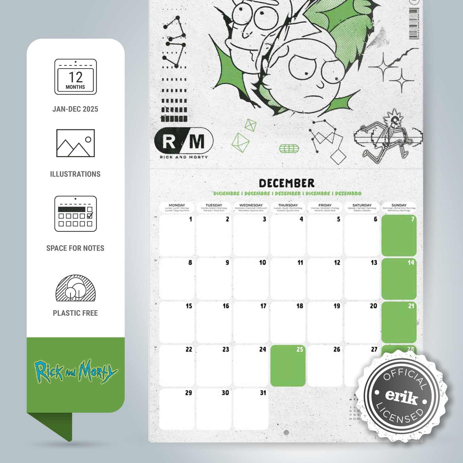 Grupo Erik Wall Calendar 2025 – Rick And Morty | 12″ x 12″ Square ...