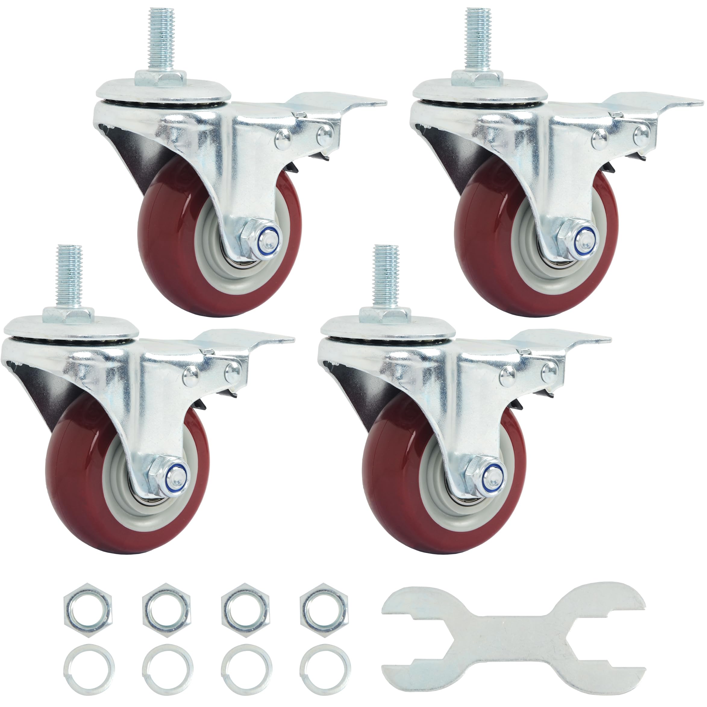 Finnhomy Swivel Caster Wheels 3 Inch Threaded Stem Casters Set of 4 ...