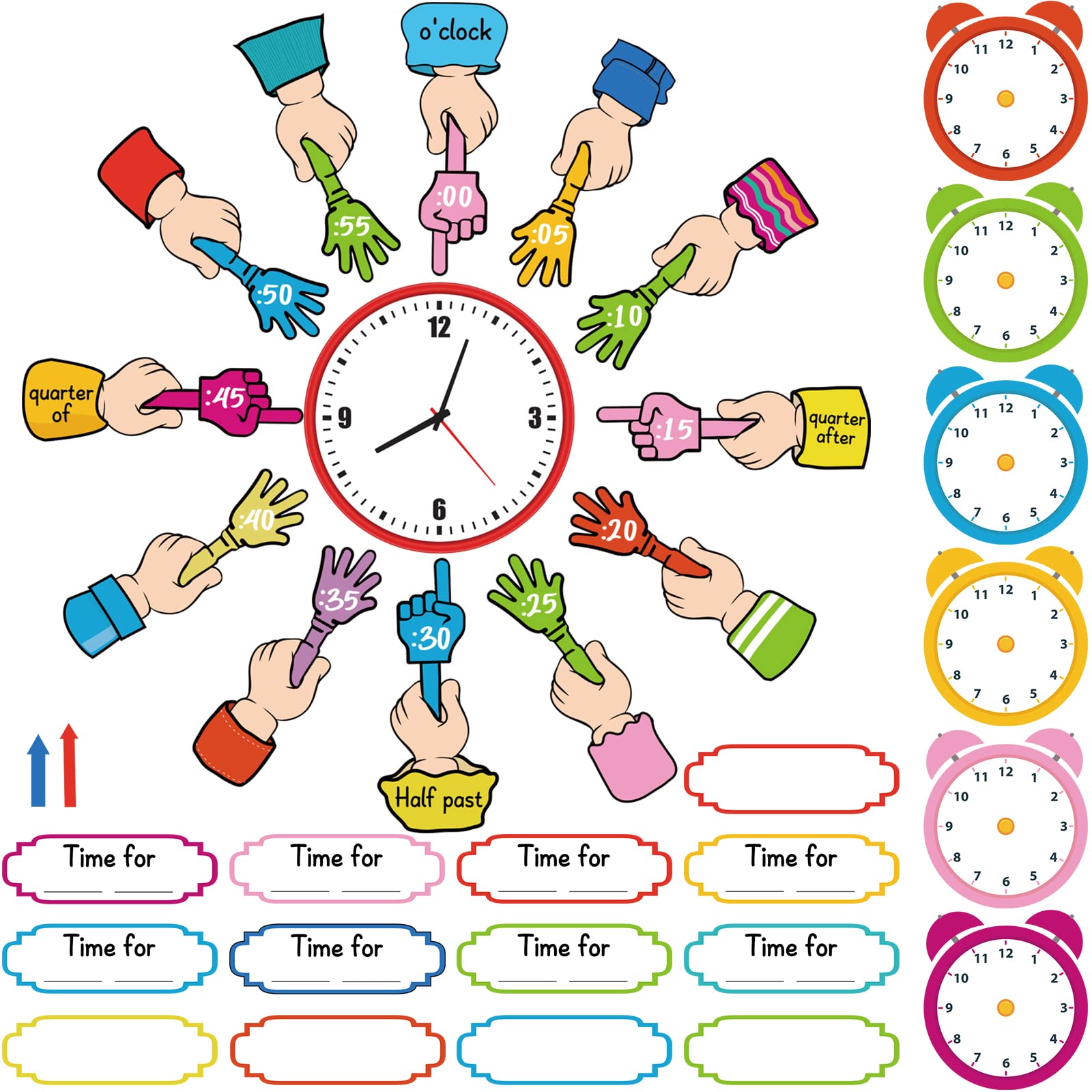 Clock Labels For Classroom TEACHING, TELLING TIME Bulletin Board Clock ...