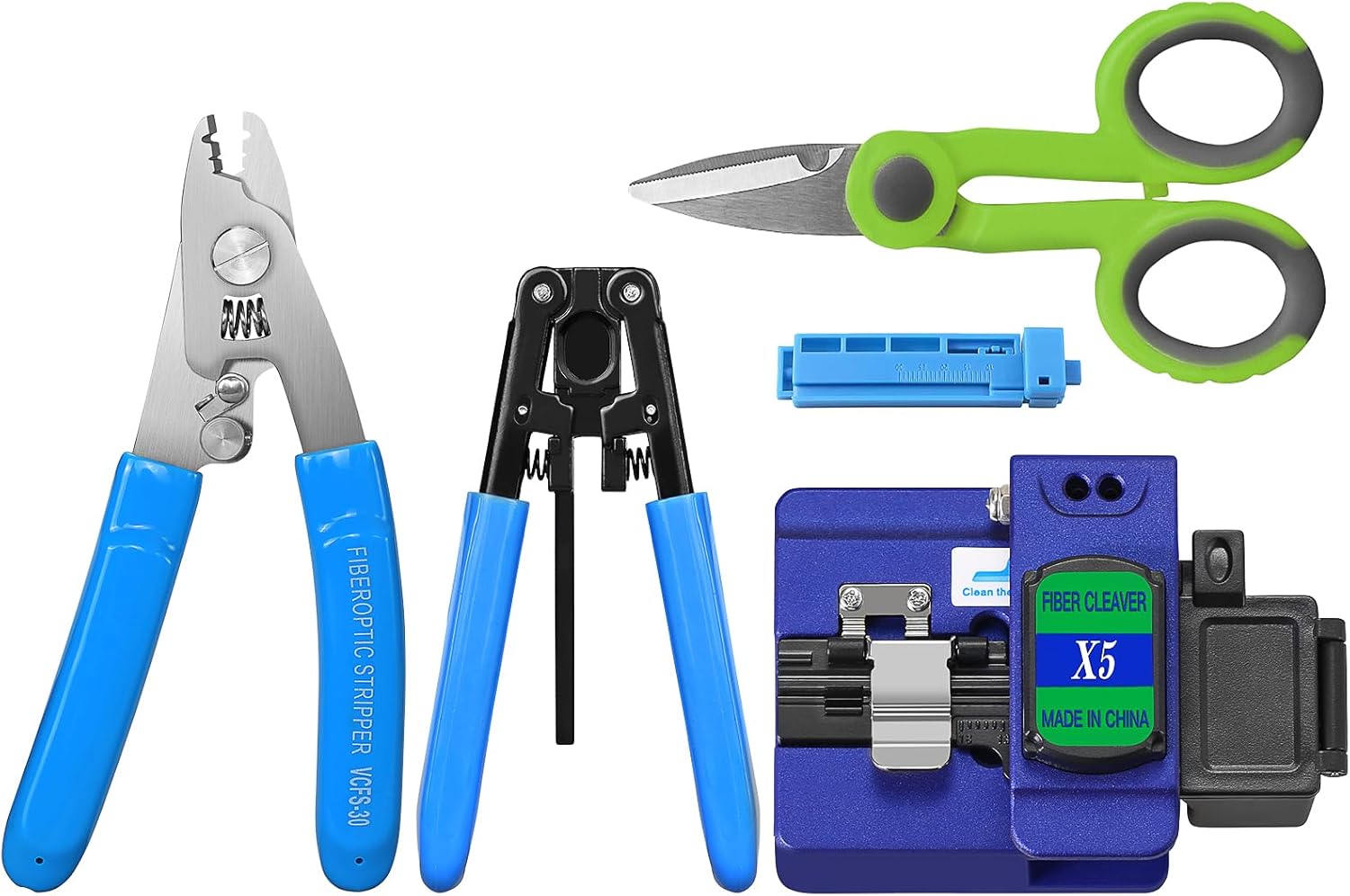 BAOSHLA（5-piece kit）Fiber optic Termination tool kit X5 Optical Fiber ...