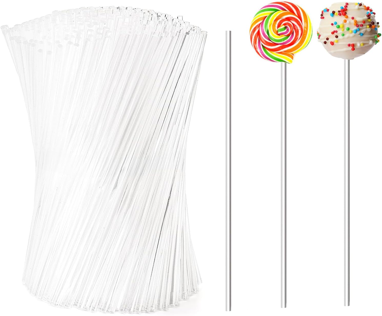 Amazon.com: Frcctre 500 Pack Acrylic Lollipop Sticks, 6 Inch Clear Cake ...